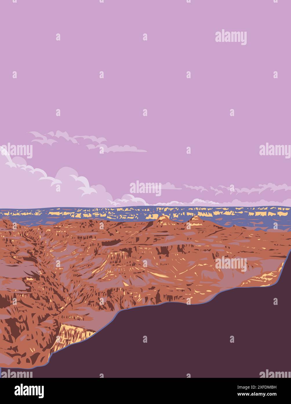 WPA poster art of the South Rim of Grand Canyon National Park near ...