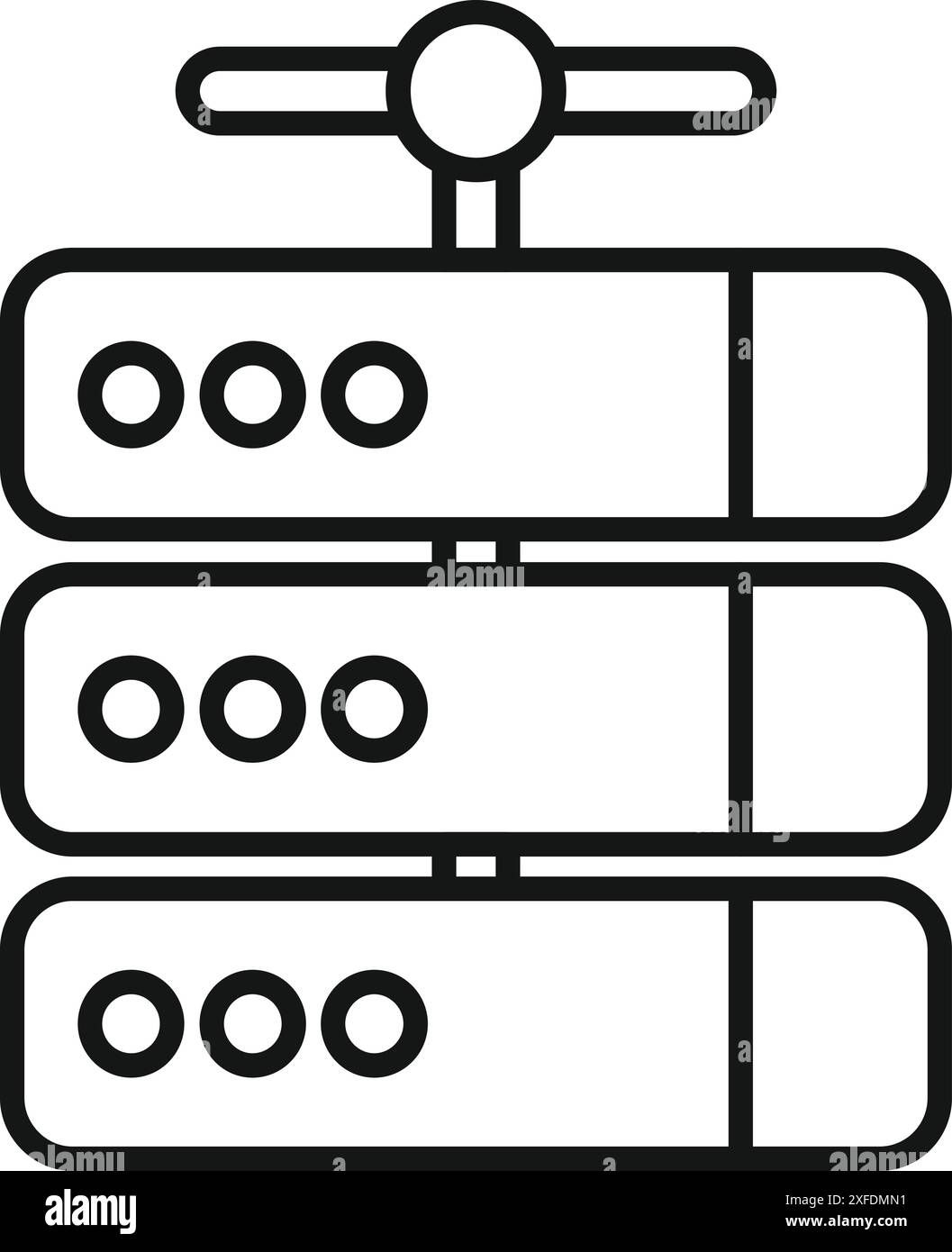 Line art icon of a server room showing data storage using hardware ...