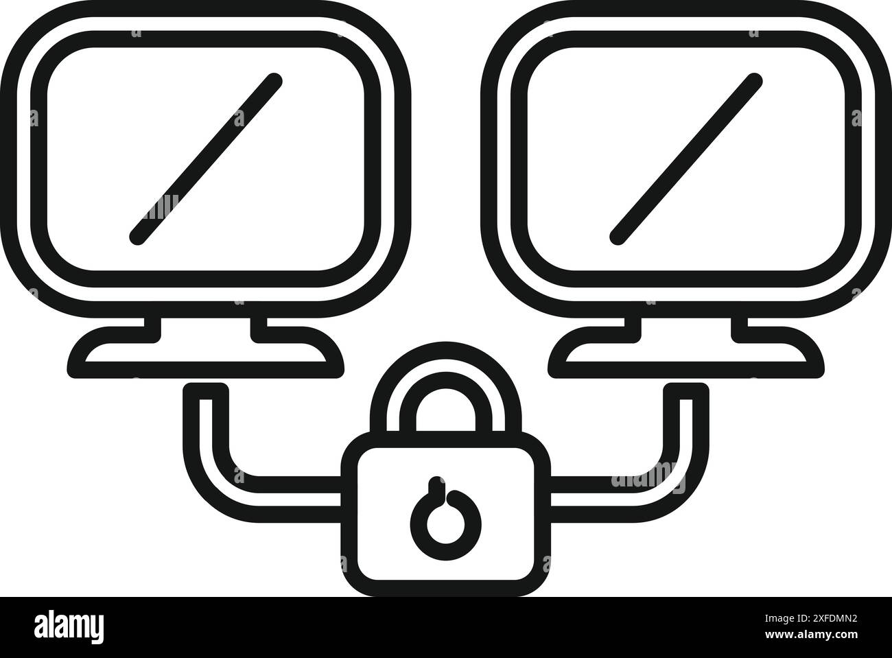 Simple icon of a network security system protecting data between ...