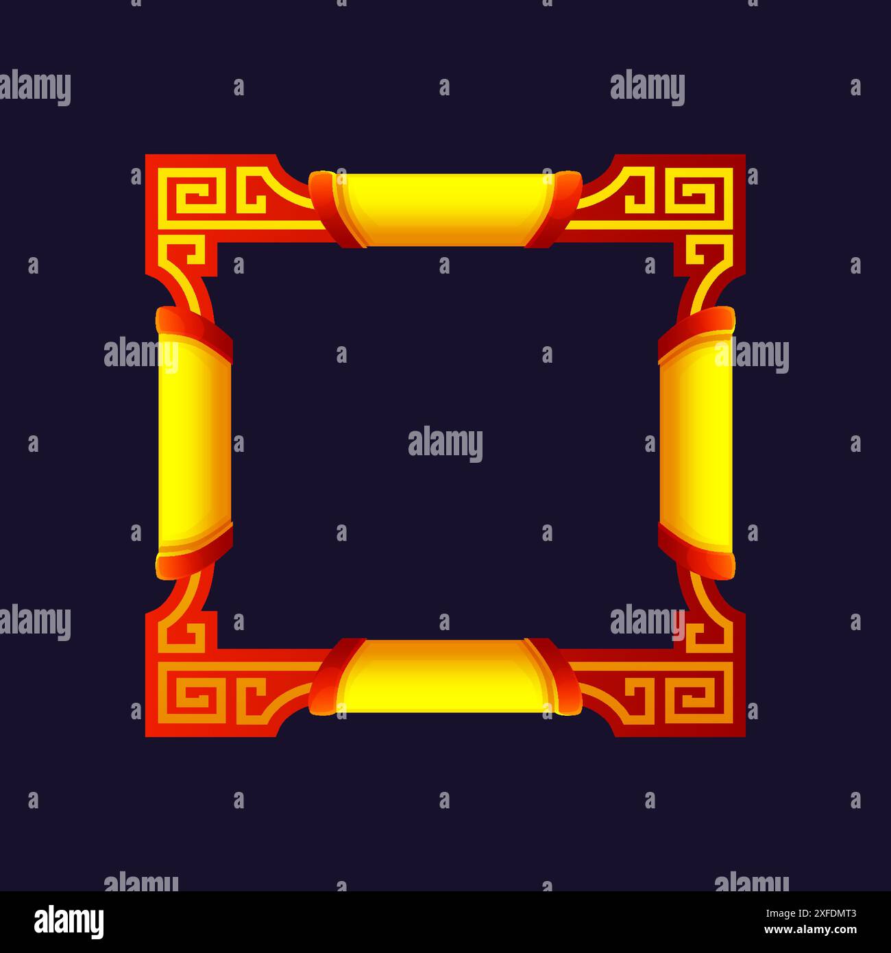 Chinese golden-red Frame. Chinese-style background. Game element, APP ...