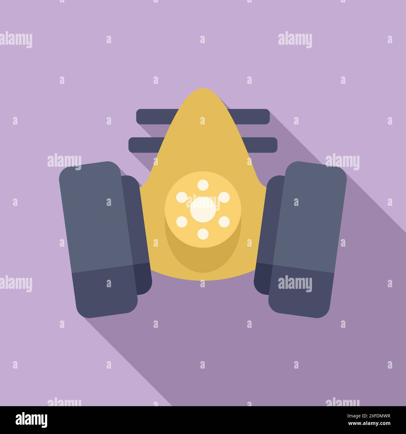 Yellow gas mask protecting from toxic fumes, air pollution and chemical ...