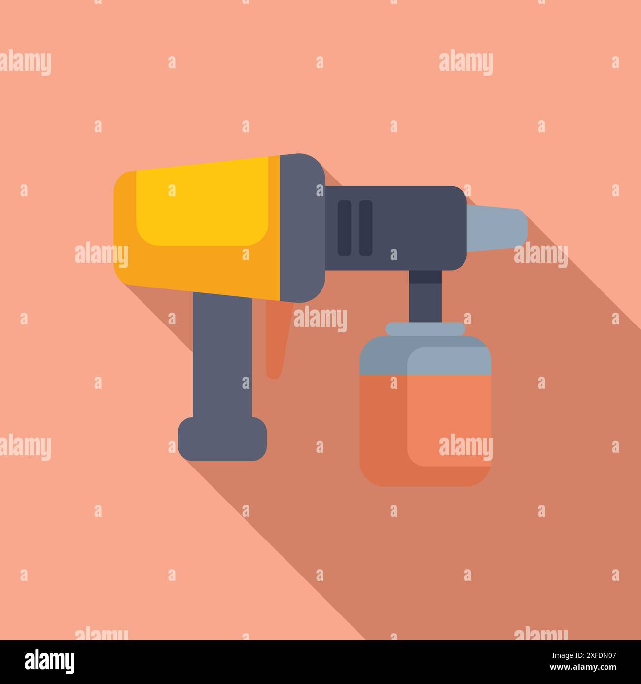 Electric spray gun painting, using an orange paint tank, in flat design ...