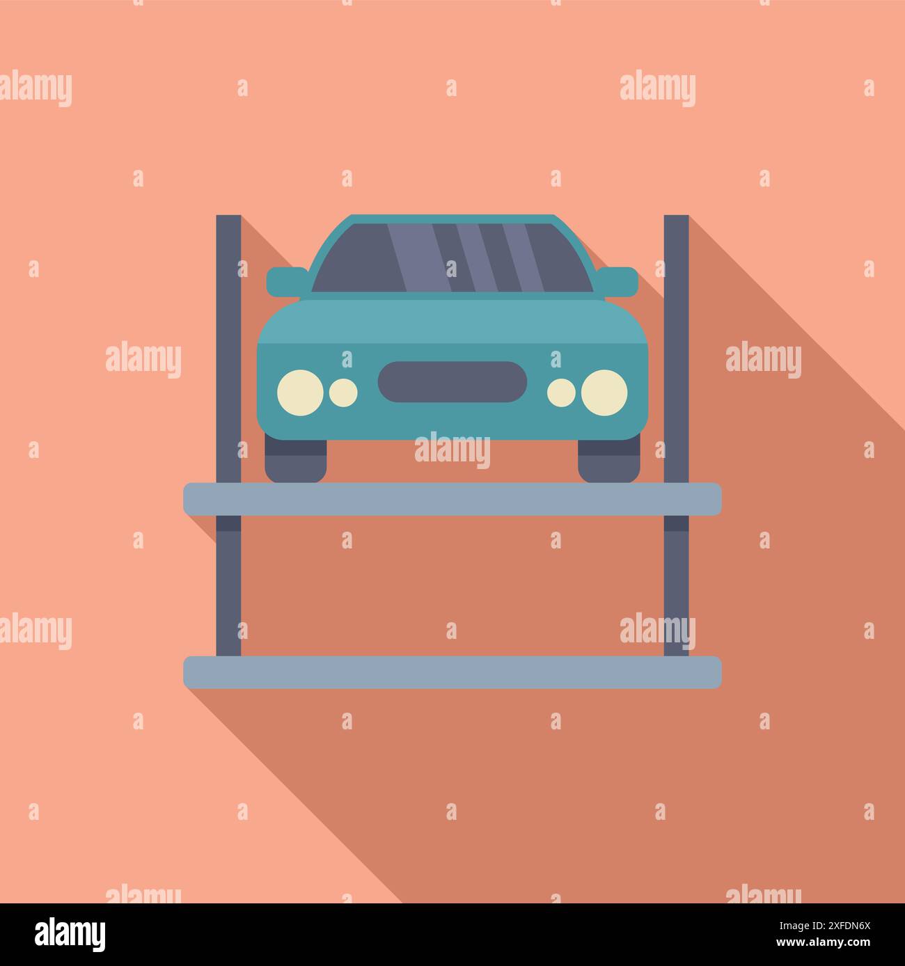 Car repair service station lifting platform showing automobile ...