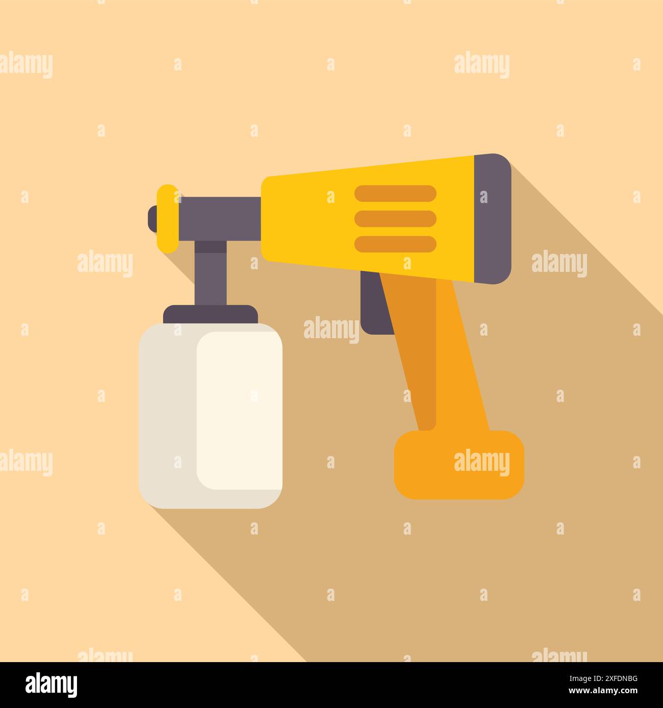 Electric paint spray gun is being used by a worker for painting walls ...