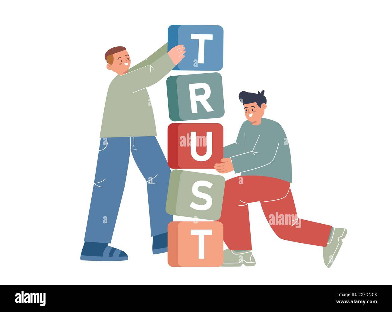 Trustworthy concept building trust values coworker build stack block ...