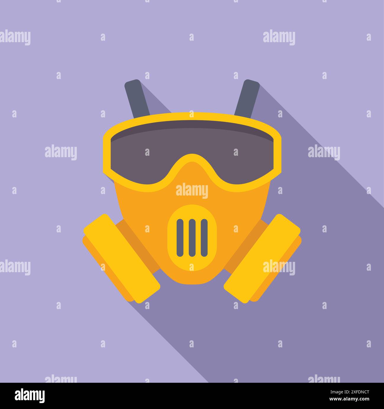 Yellow gas mask protecting from toxic fumes, providing respiratory ...