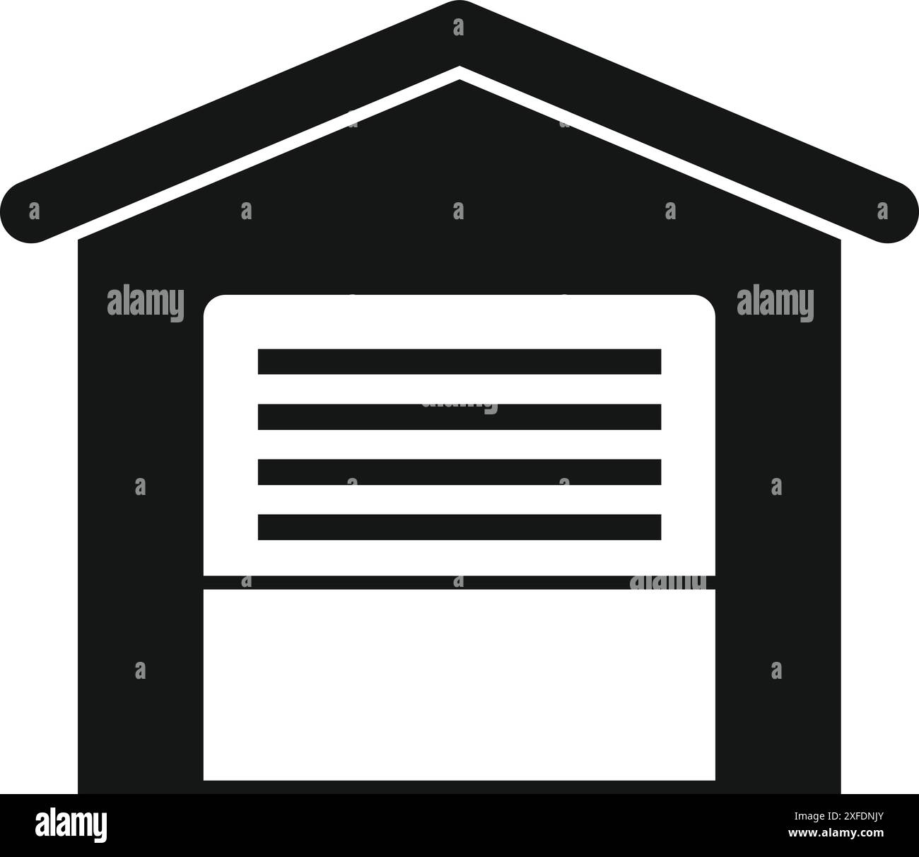 Simple black icon of a garage is standing in front of a white ...