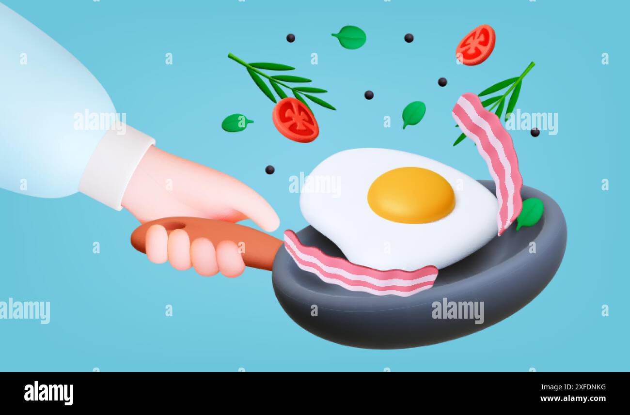 Woman frying bacon Stock Vector Images - Alamy