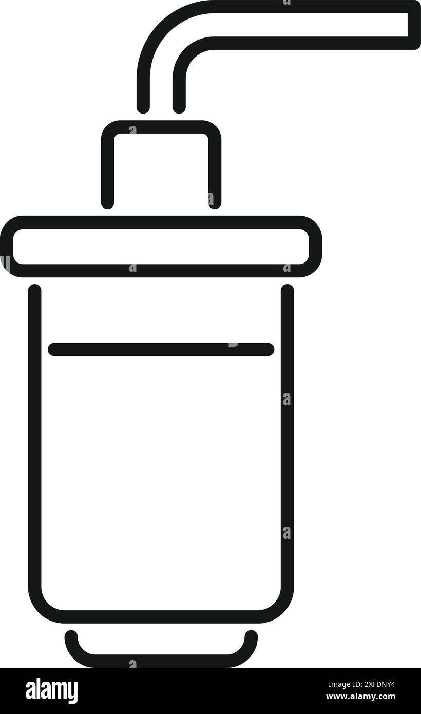 Simple icon of a water filter housing with an inlet and outlet pipe ...