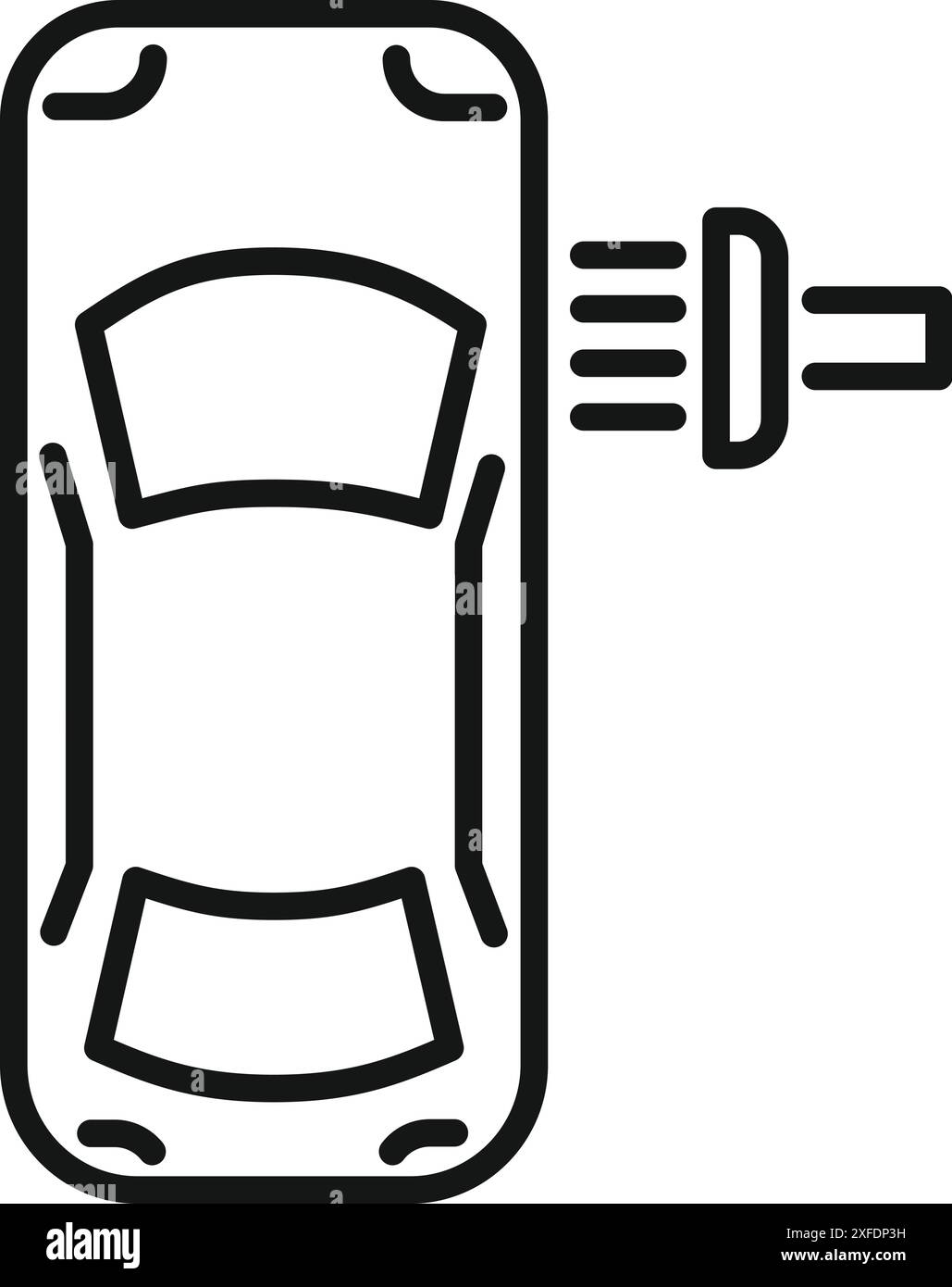 Simple outline automatic car wash brush cleaning vehicle roof top view ...