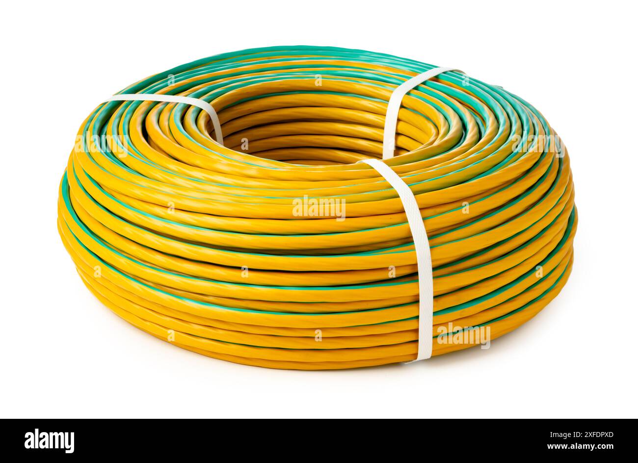 Yellow And Green Electrical Wire Roll On White Background Stock Photo ...