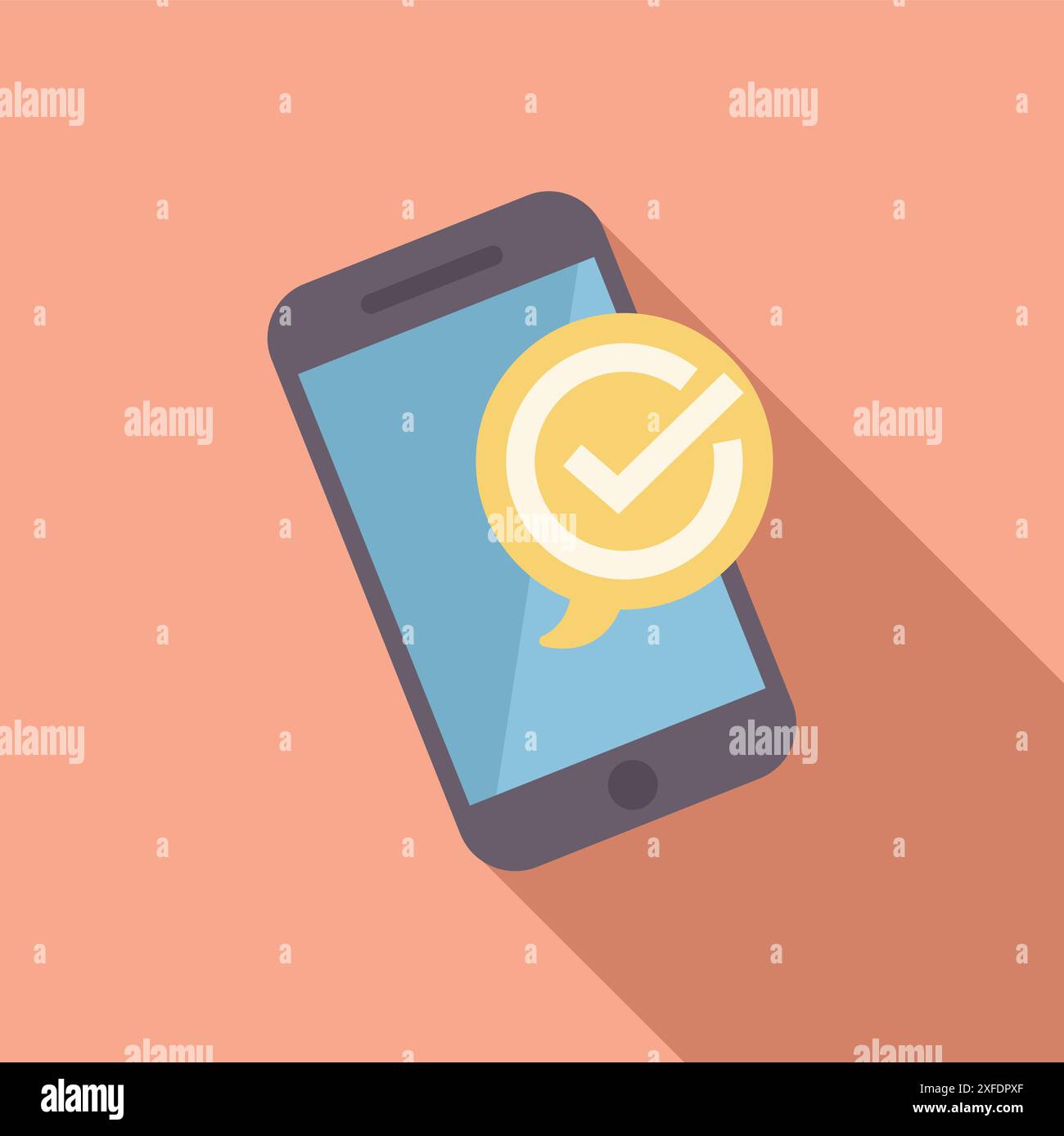 Smartphone is showing a validation check mark on the screen Stock ...