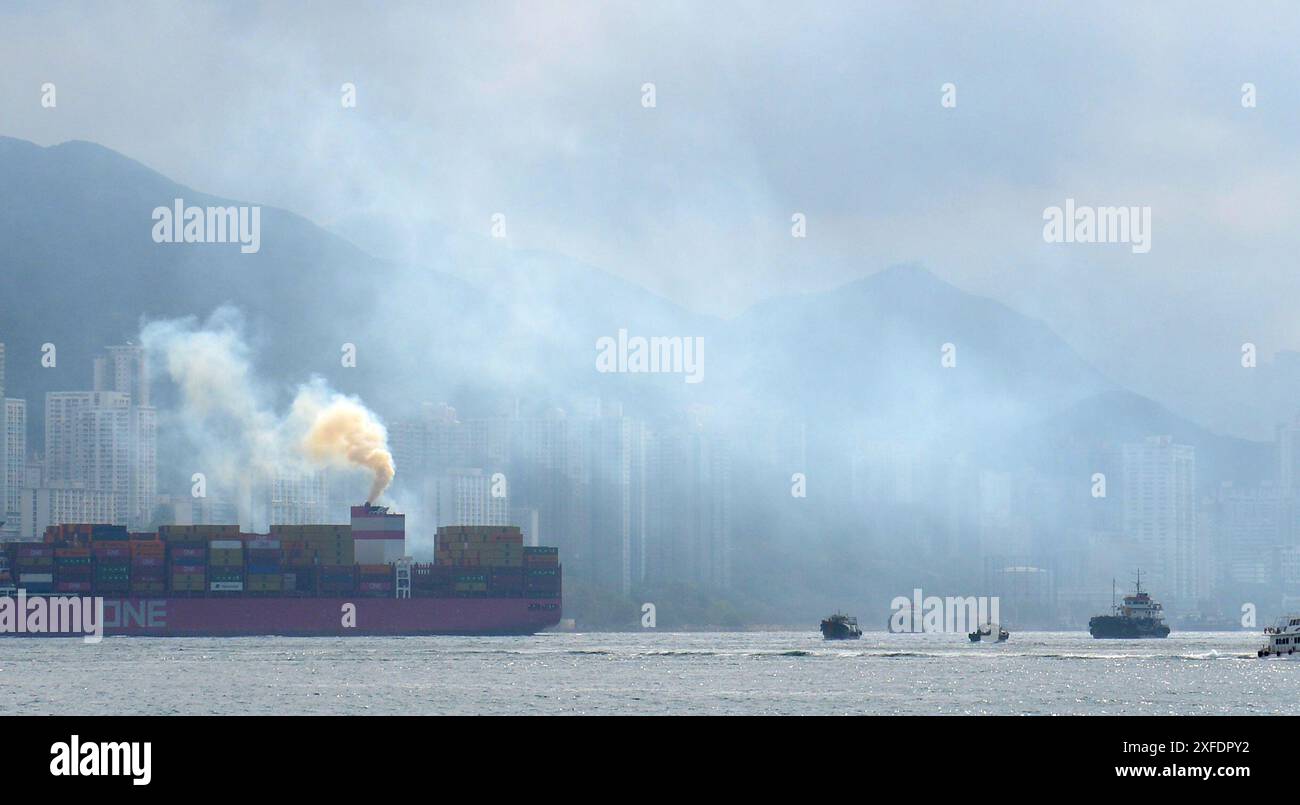 The One Amazon container ship heading to the port of Hong Kong Stock ...