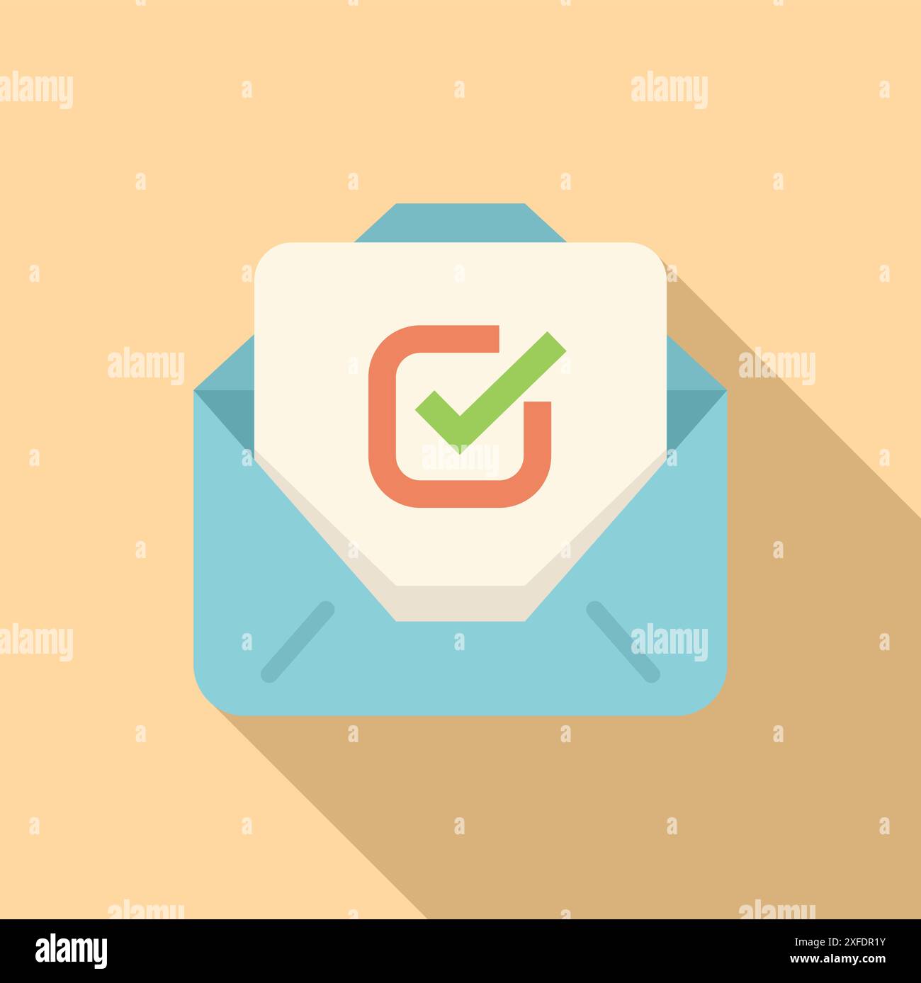 Open mail envelope containing check mark showing validation of message ...