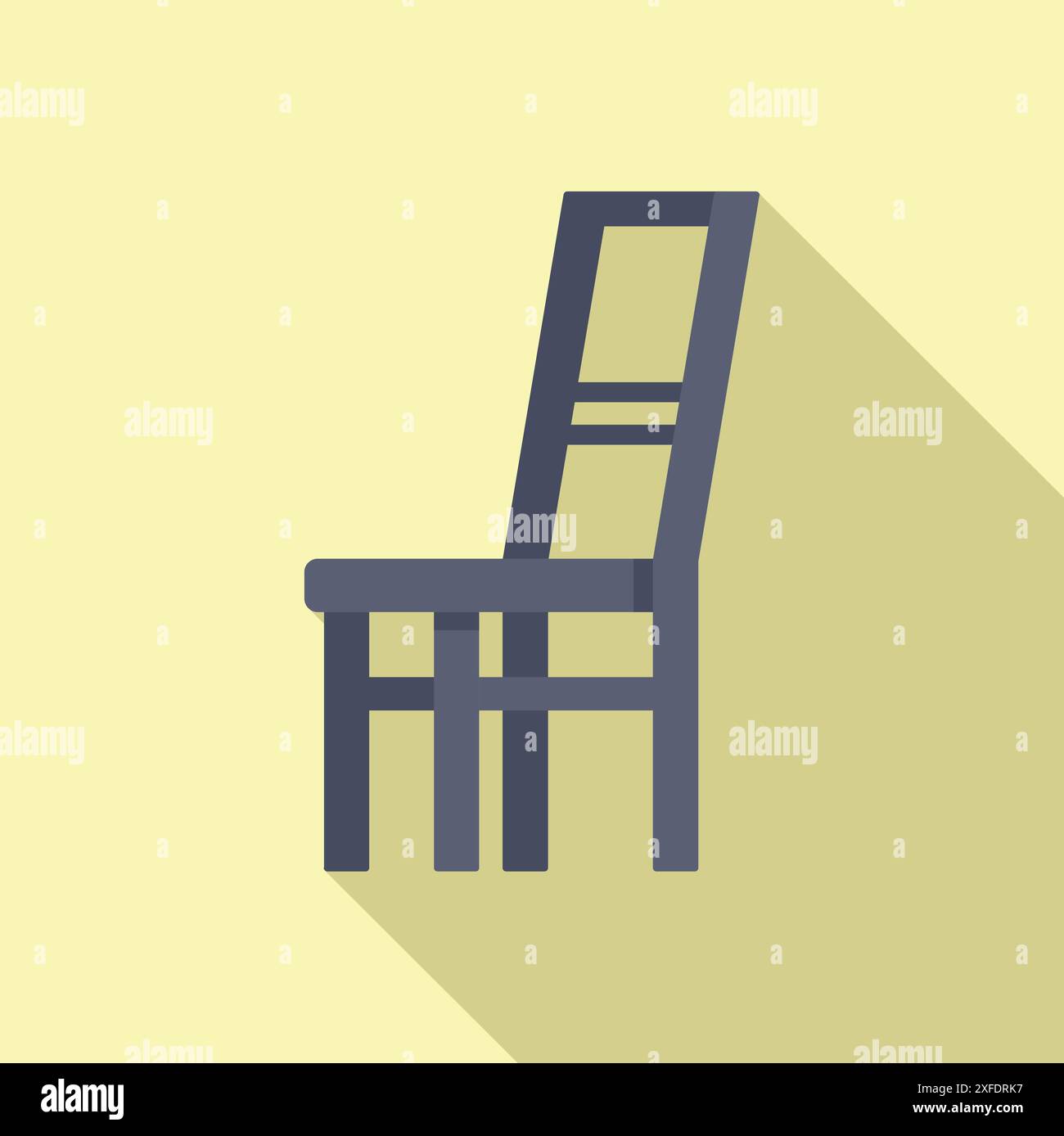 Simple illustration of a wooden chair with long shadow on yellow ...