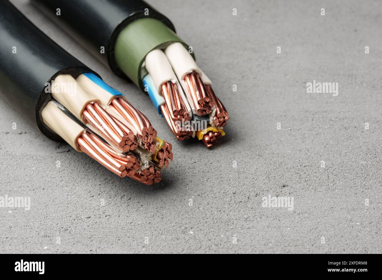 Different Types of Electrical Wires on Gray Concrete Surface Stock ...