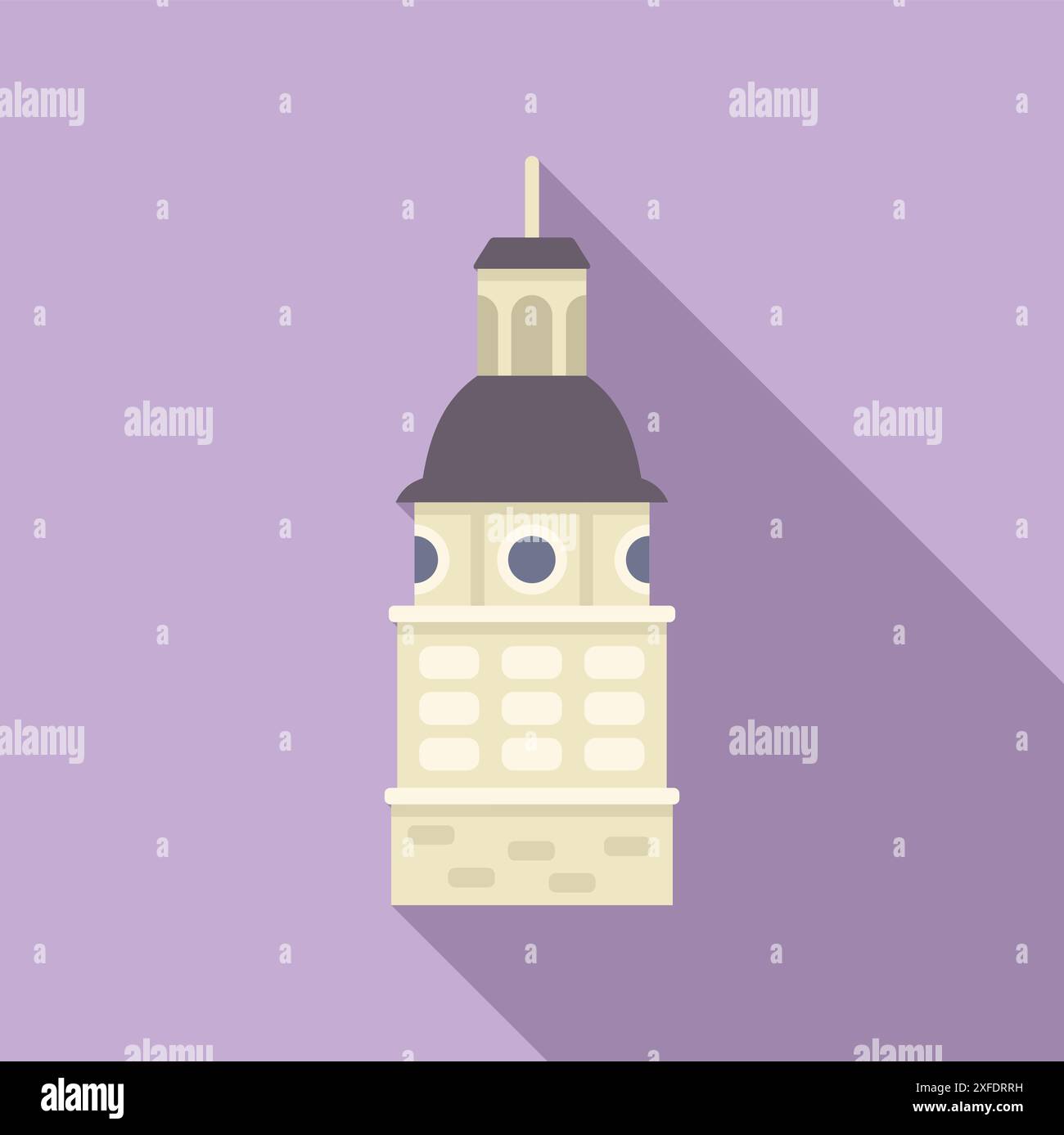 Tall tower with a domed top and arched windows is reaching for the sky ...