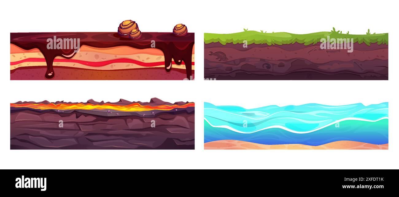 Cut soil platform for game ui design. Ground sections for level land ...