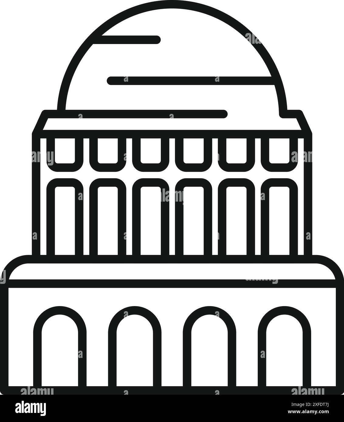 Line art icon of a capitol building with columns and a dome ...
