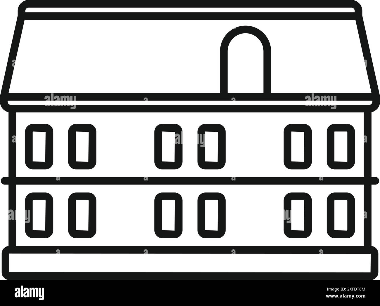 Simple line drawing of a two storey building with an attic, suitable ...