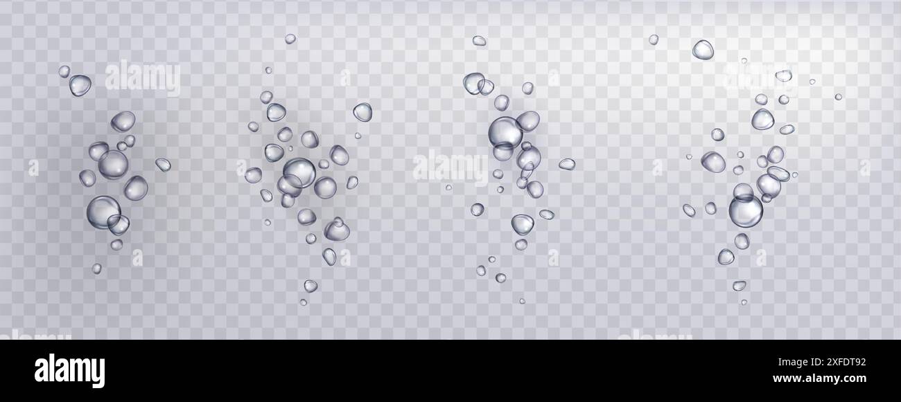 Fizzy bubble in carbonated effervescent soda water or champagne ...