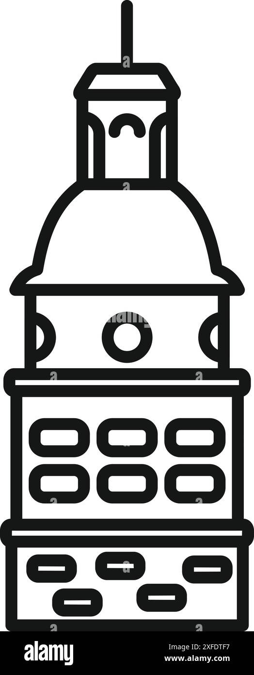Line art illustration of a tall building with a dome and spire Stock ...