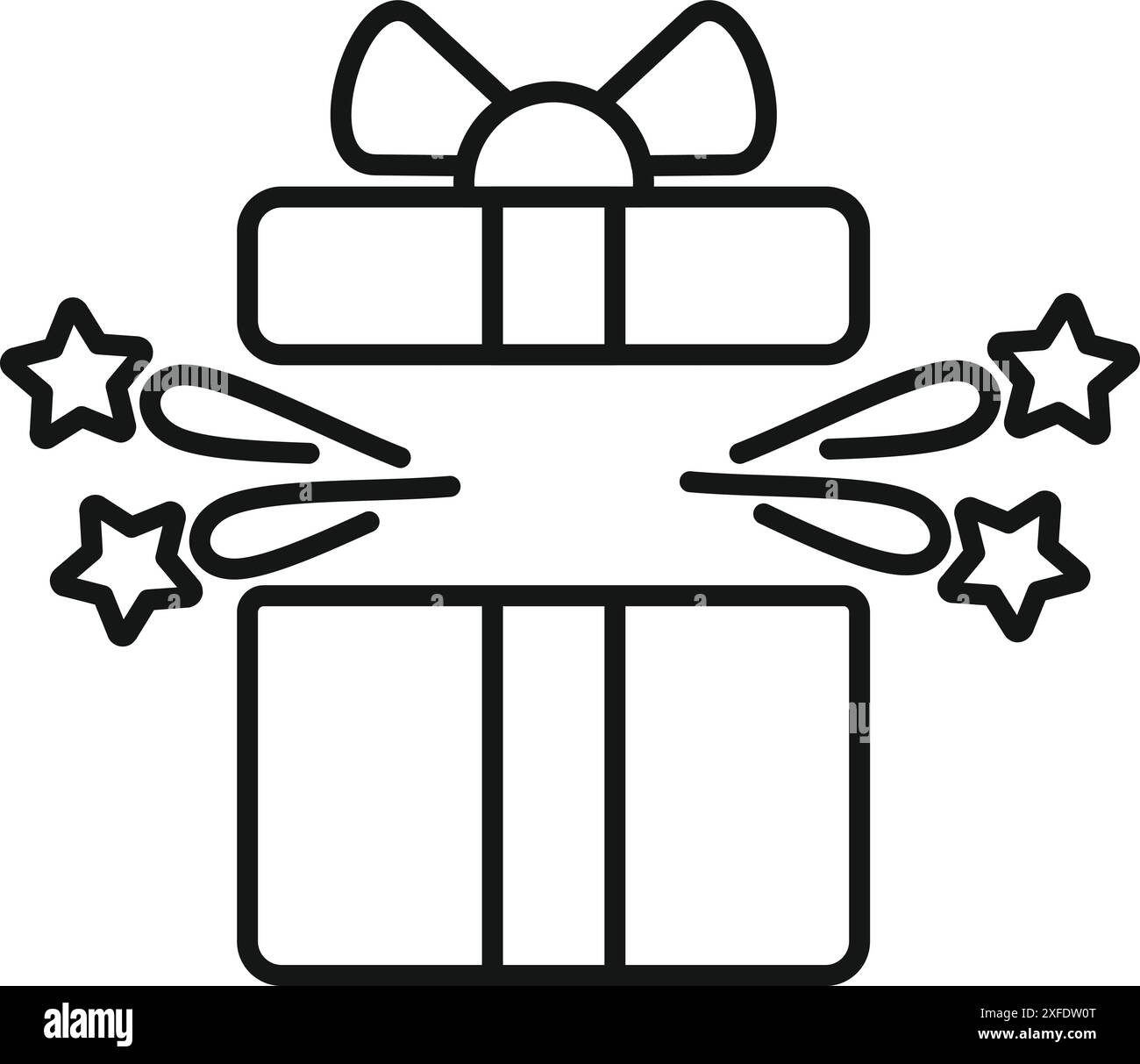 Gift box is opening with stars bursting out, creating a festive and ...