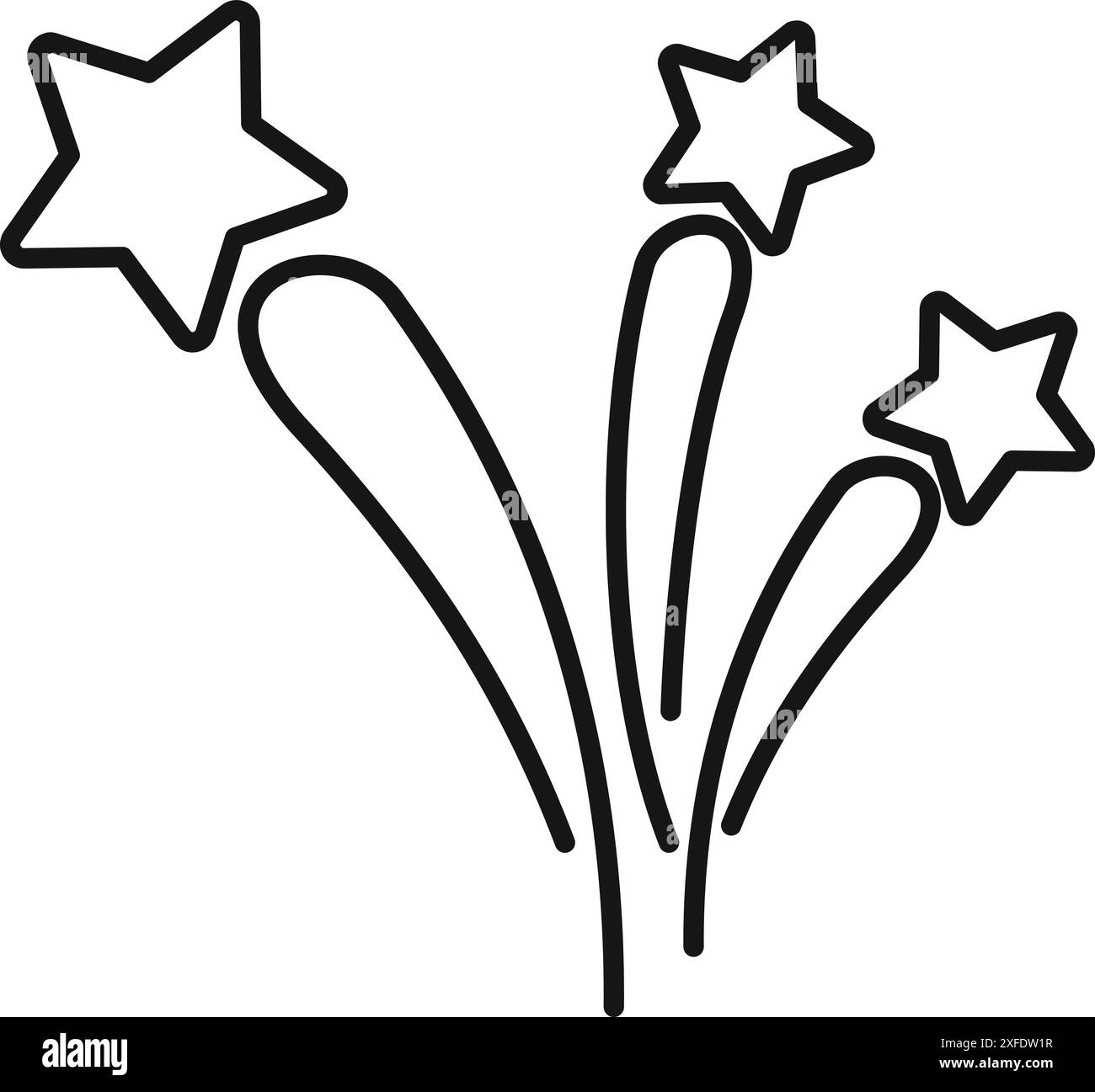 Simple line art icon of three shooting stars flying across the night ...