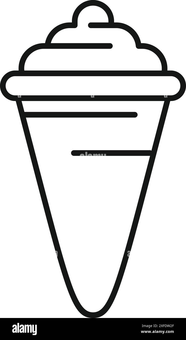 Simple line art of a classic ice cream cone, perfect for representing ...