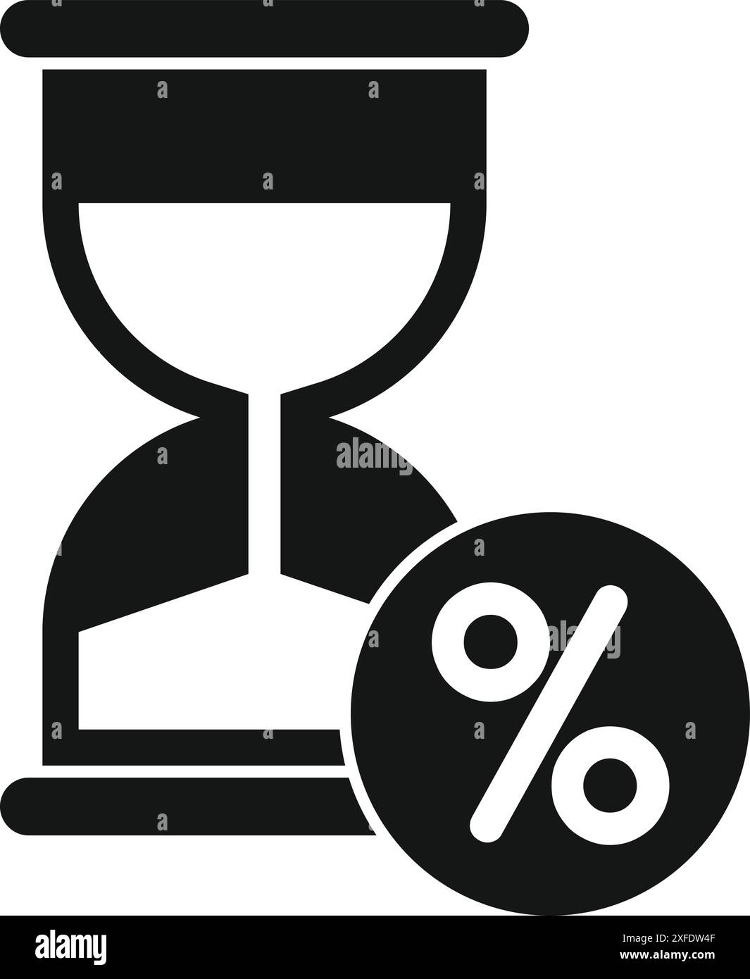 Black and white icon of an hourglass measuring passing time with a ...