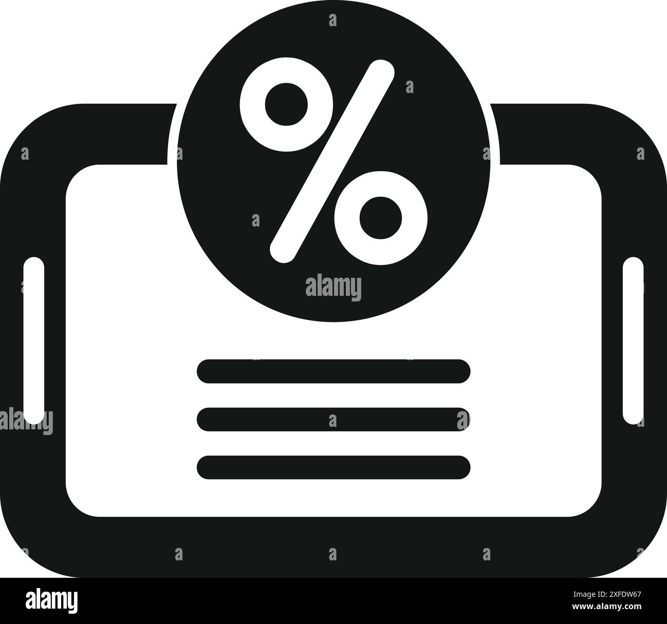 Black and white icon of a smartphone displaying an interest rate, ideal ...