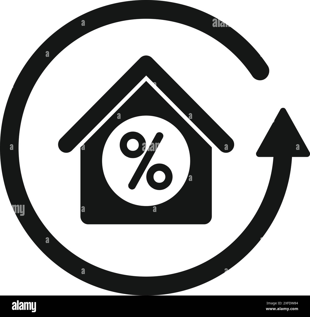 House with a percent symbol is increasing, representing the concept of ...