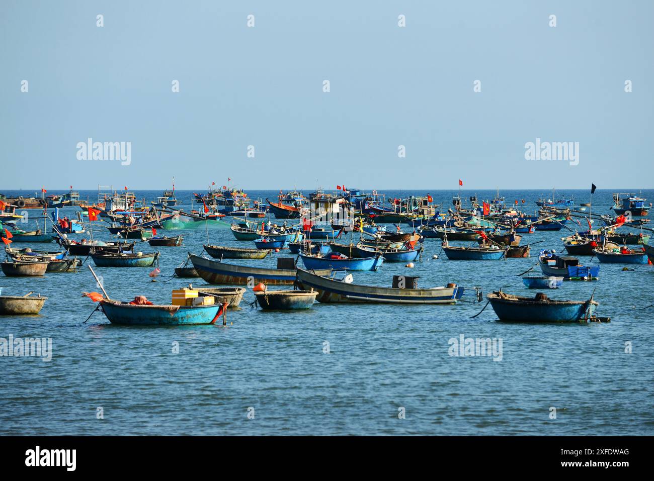Fishing boats by the Man Thai beach in Da Nang, Vietnam Stock Photo - Alamy