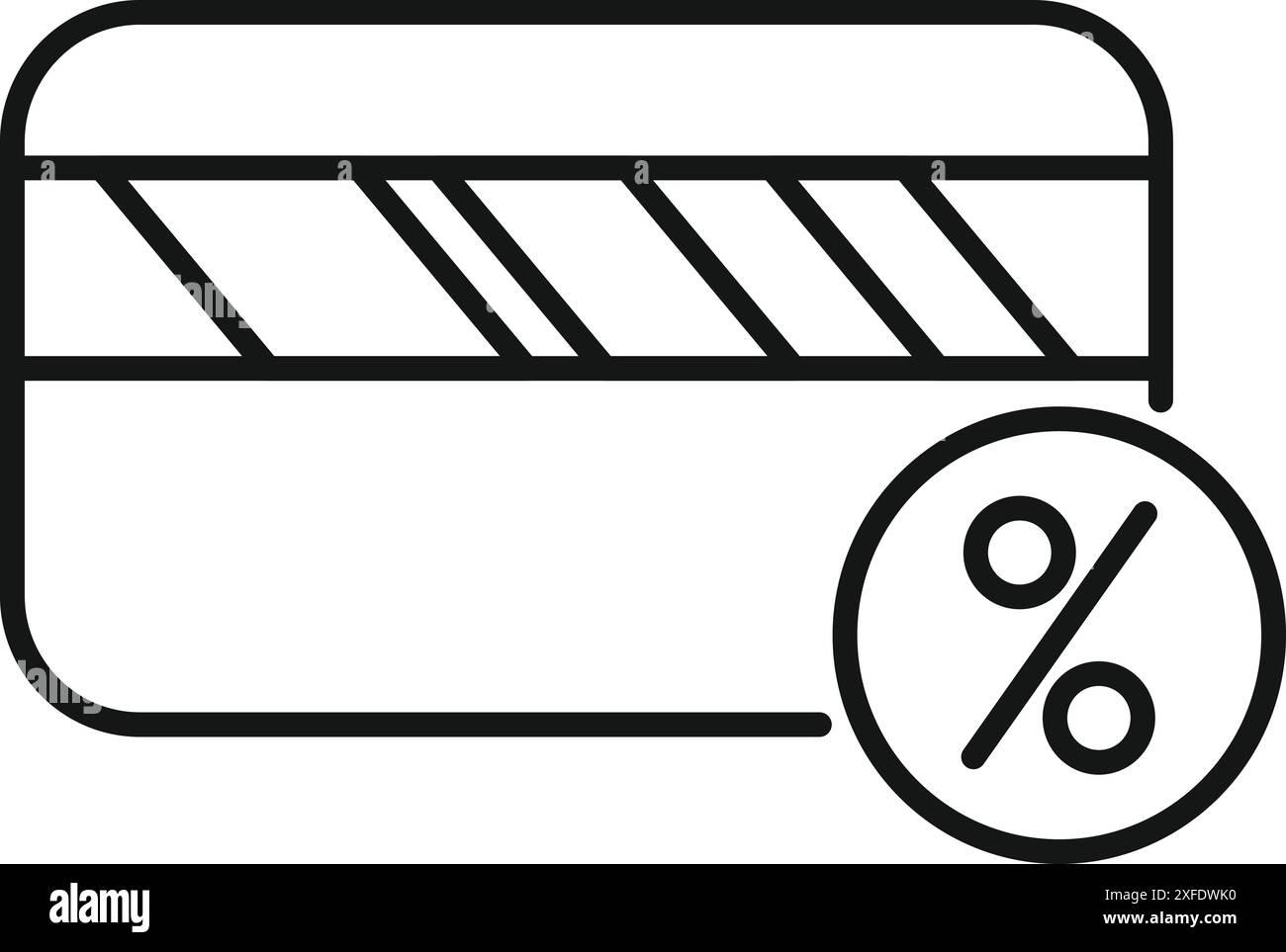 Simple line art icon of a credit card with a percentage symbol ...