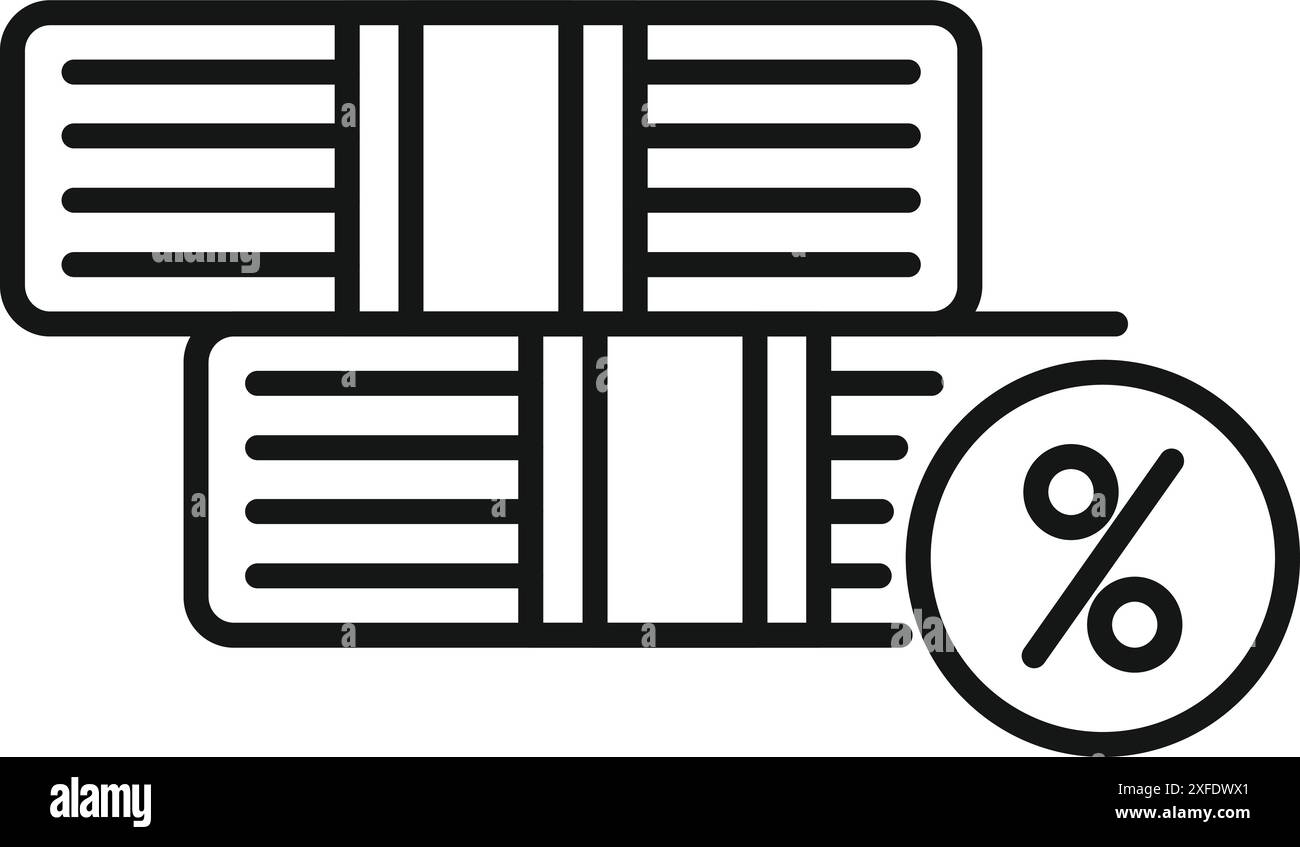 Line art icon of stacks of money increasing with interest rate ...