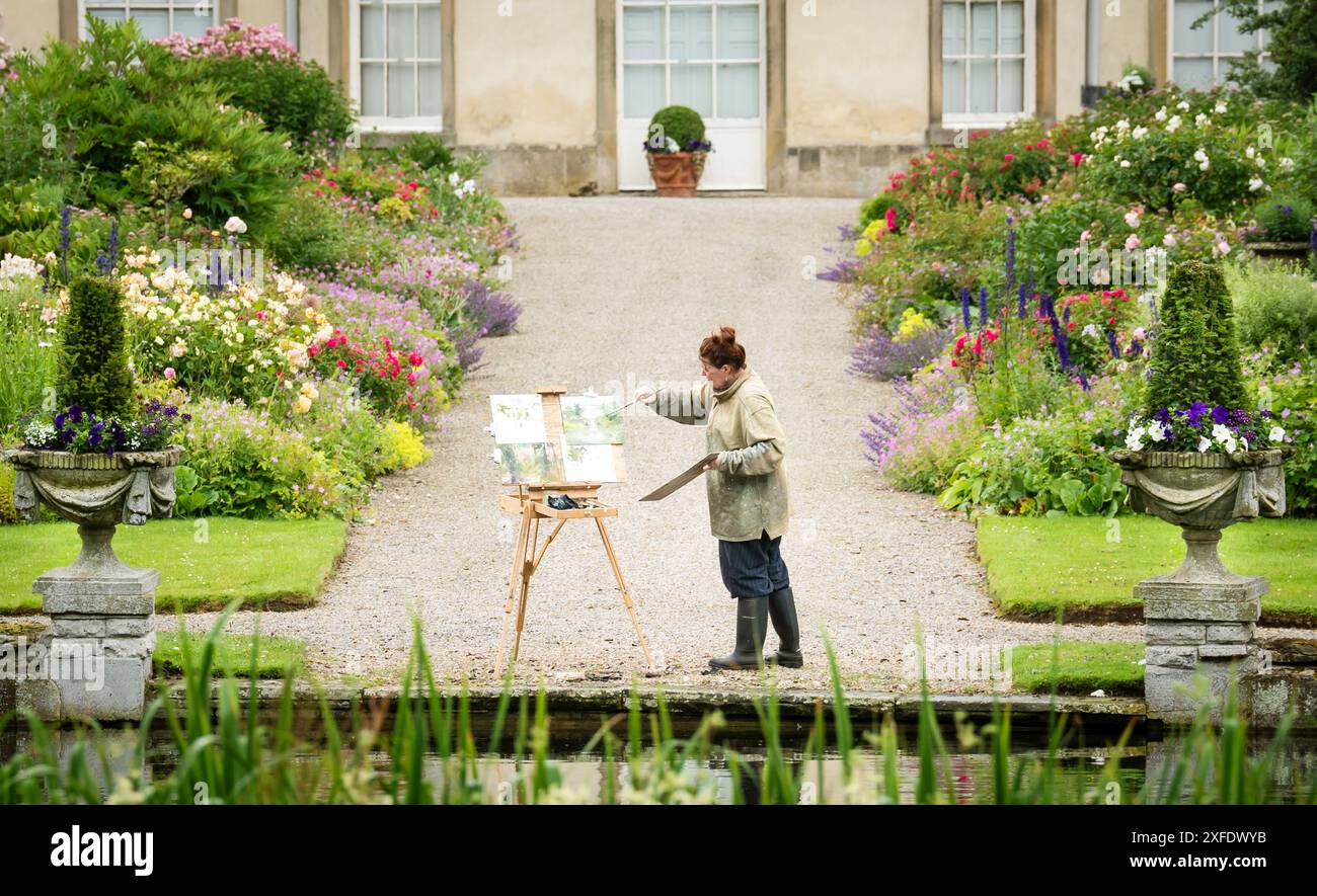 Rebecca Styles, artist in residence at Thorp Perrow Arboretum, painting ...
