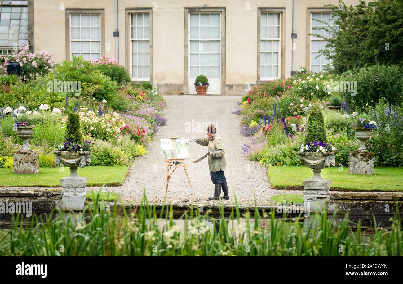 Rebecca Styles, artist in residence at Thorp Perrow Arboretum, painting ...