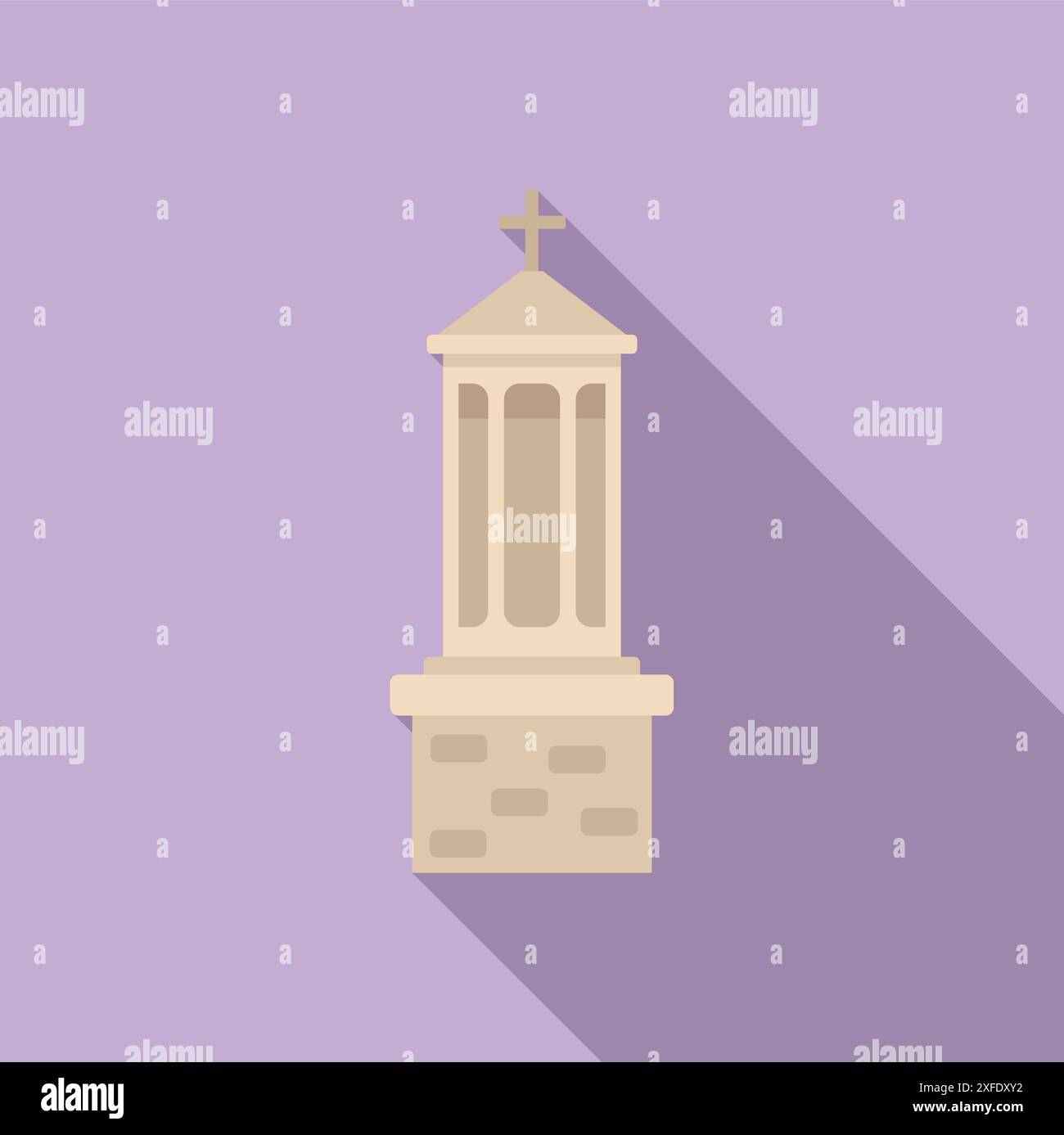 Stone memorial with a cross is standing on a brick base, creating a ...