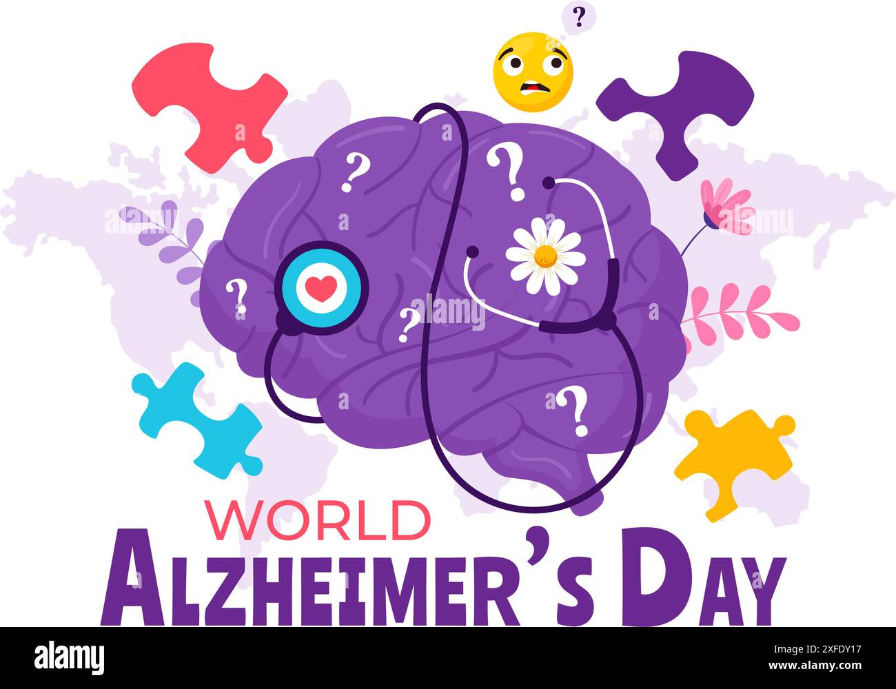 World Alzheimer's Day Vector Illustration featuring an Elderly and a ...