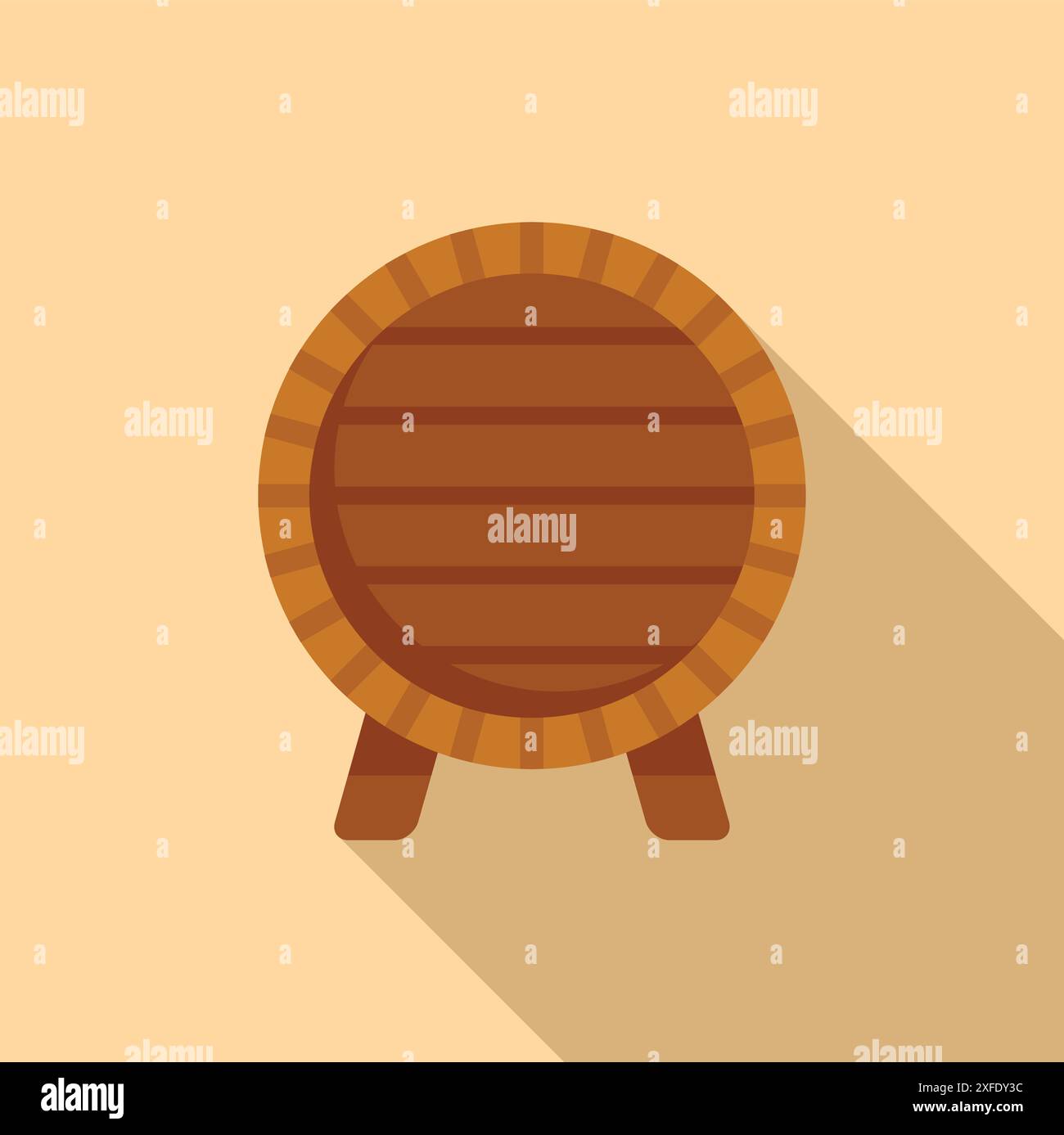 Simple wooden barrel standing on two legs for wine or beer production ...