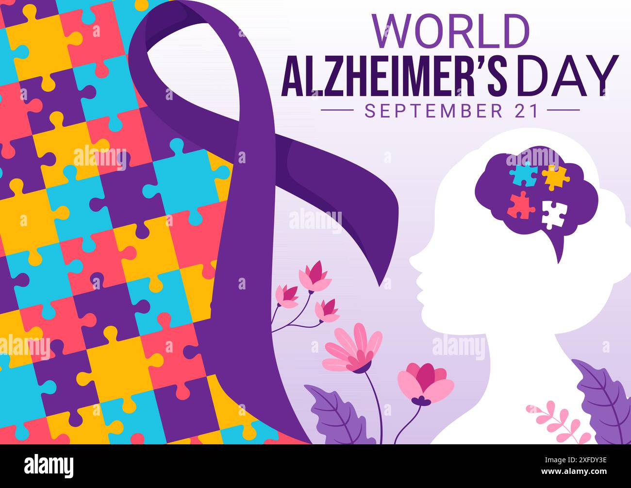 World Alzheimer's Day Vector Illustration featuring an Elderly and a ...