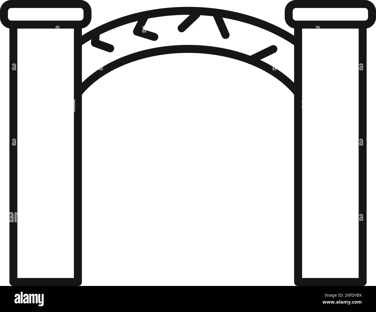 Simple line icon of a brick archway with stone on top connecting two ...