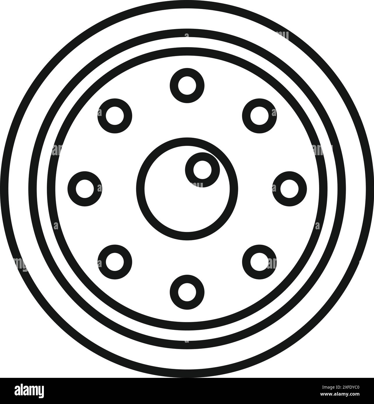 Simple line art illustration of a round surveillance camera ...