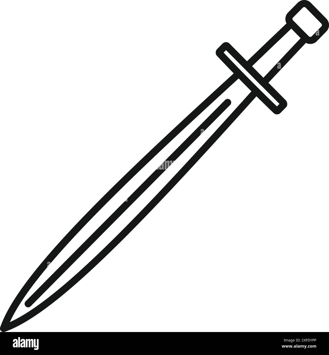 Simple black and white line art of a double edged sword Stock Vector ...