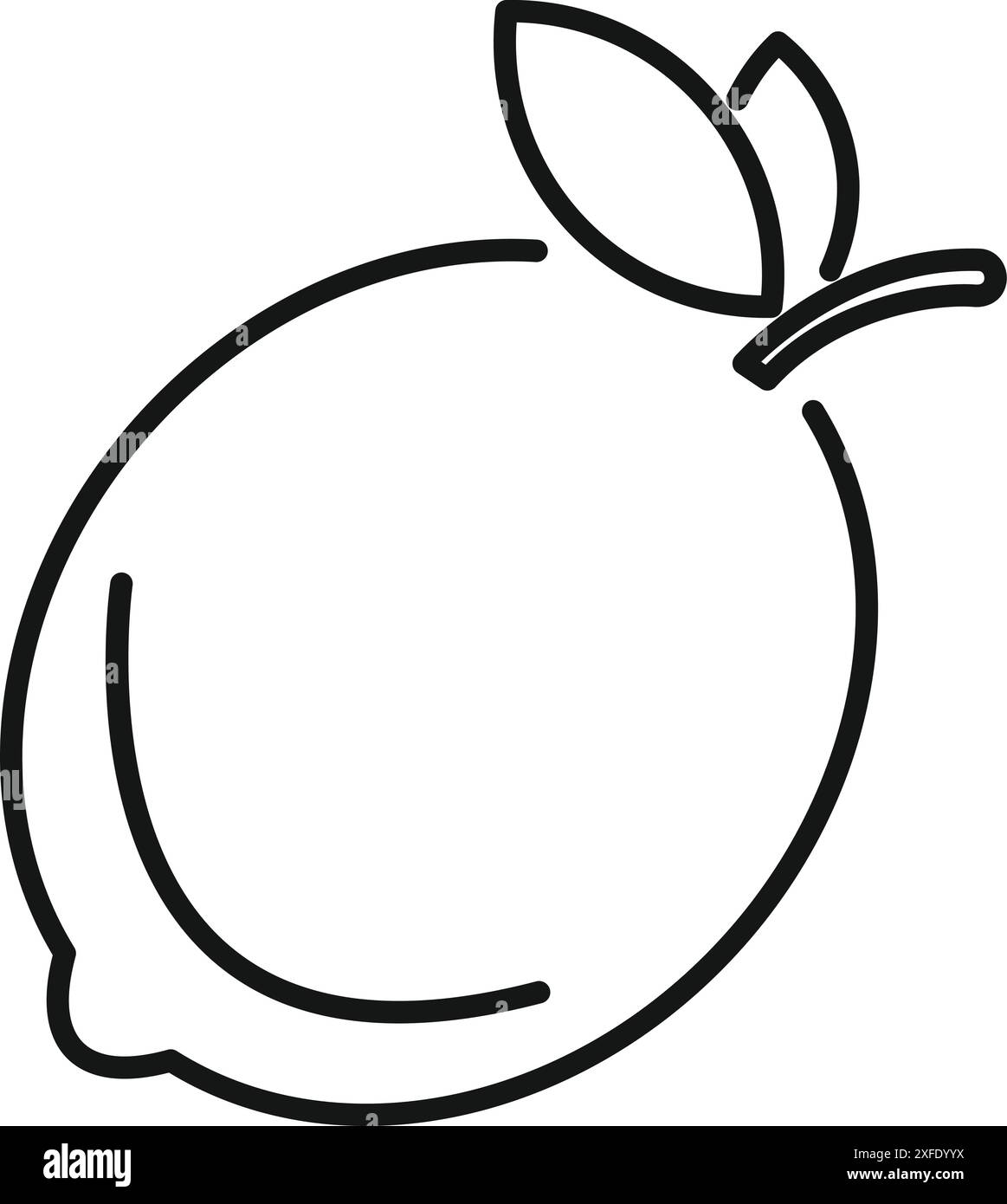 Simple line art depicting a lemon with leaves, ideal for minimalist ...