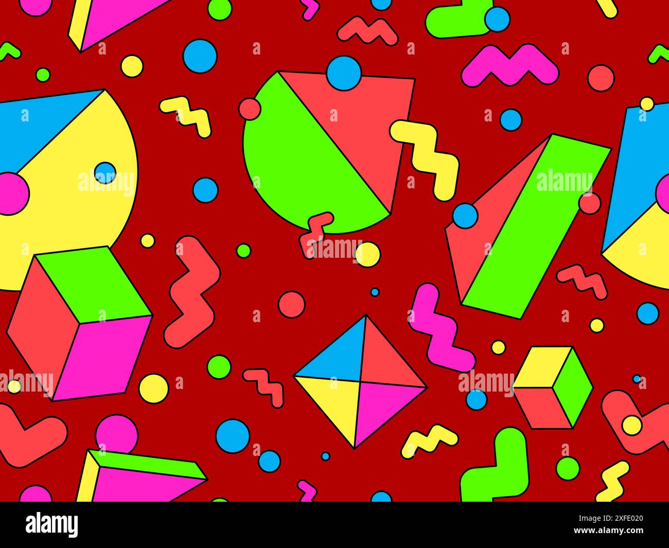 Geometric seamless pattern in 80s style. Colorful geometric pattern ...