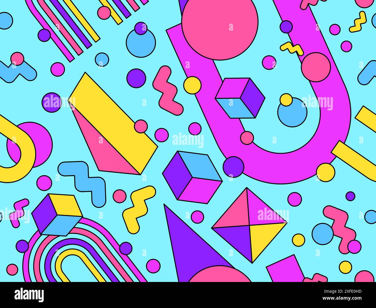 Geometric seamless pattern in 80s style. Colorful geometric pattern ...