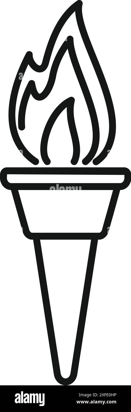 Simple line art illustration of a burning torch, symbolizing hope ...