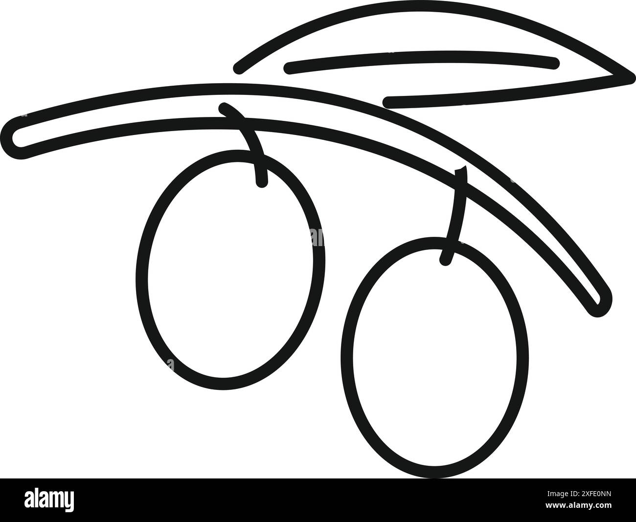 Simple line drawing of an olive branch holding two olives with a leaf ...