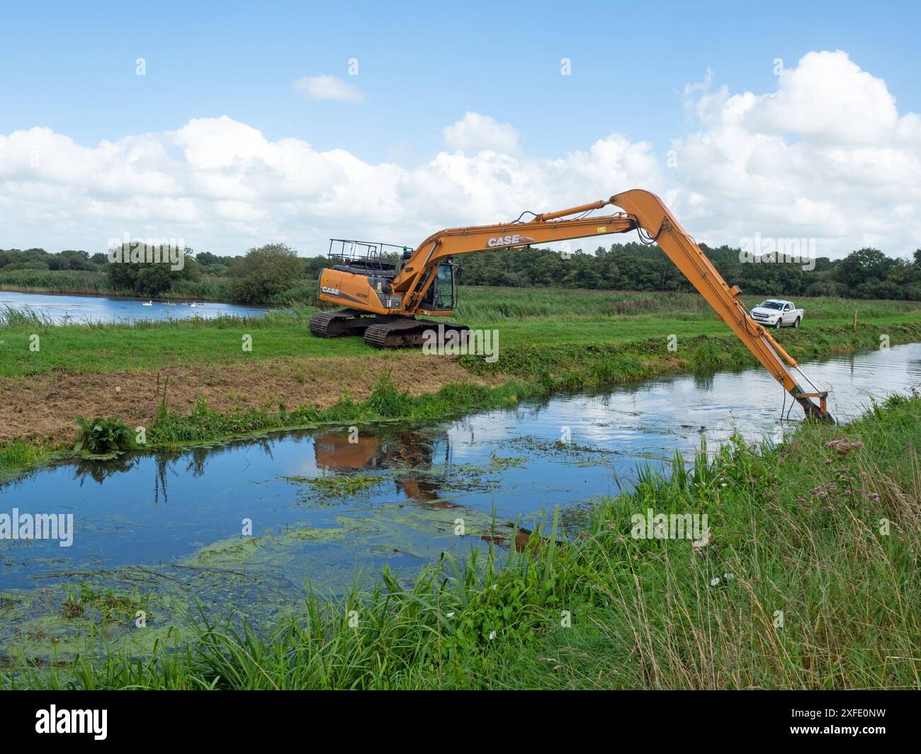 Machinery clearing vegetation out of South Drain, Shapwick Heath ...